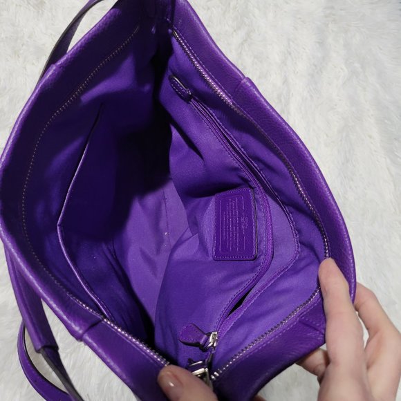 Coach | Bags | Coach Isabelle Hobo Convertible Purple Pebbled Leather ...